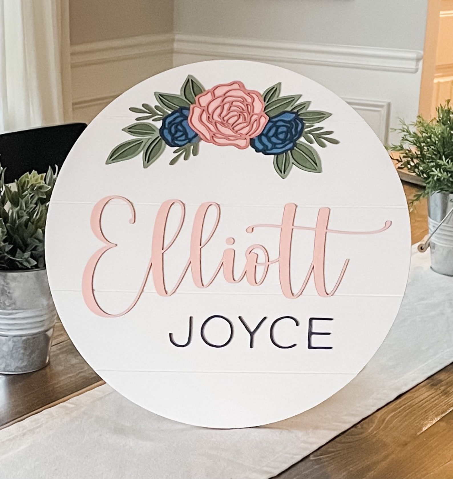 Nursery Name Sign Round Baby Name Sign 3D Lettering Nursery - Etsy