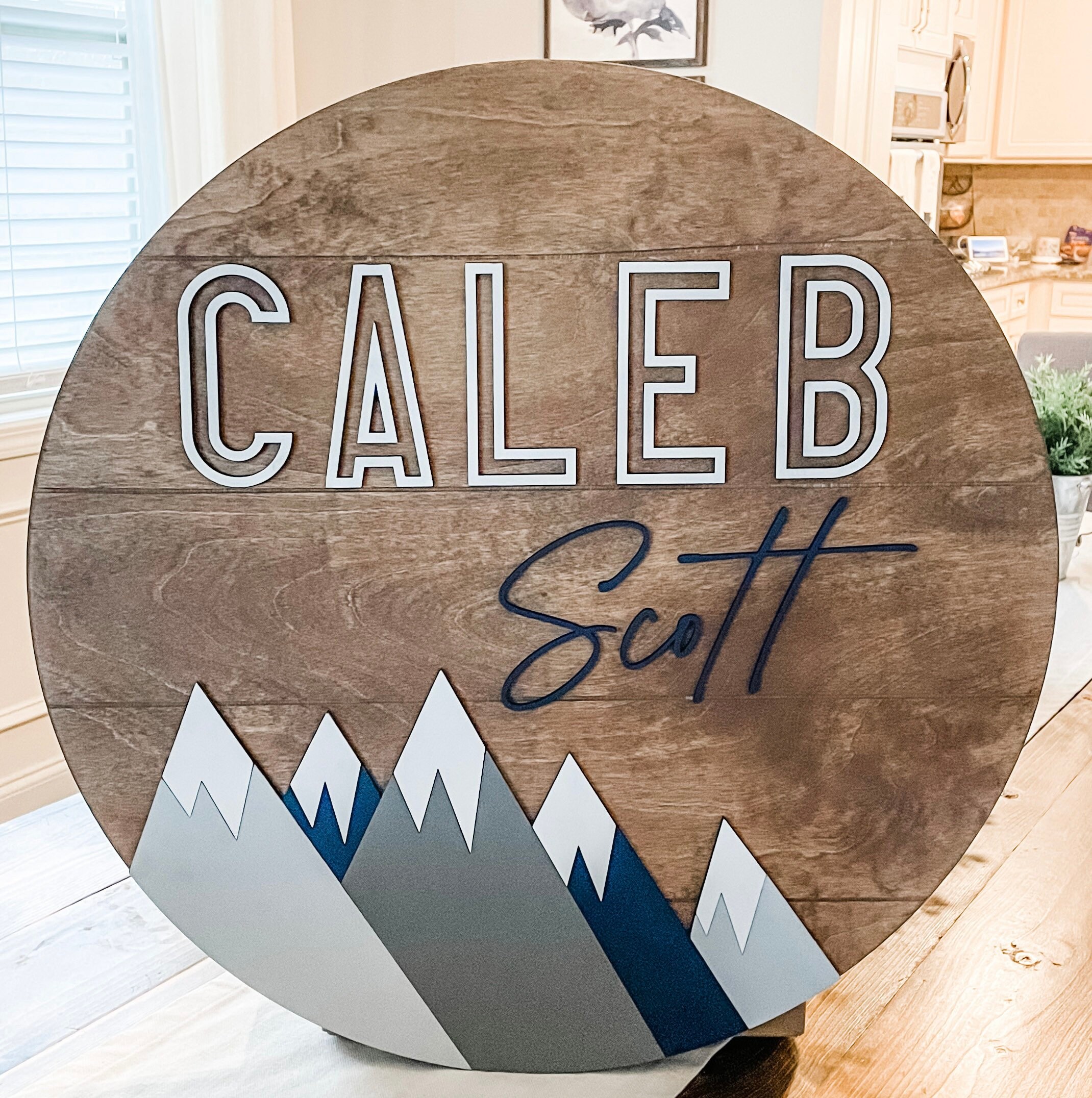 Round Nursery Name Sign 3D Lettering Name Sign Shiplap | Etsy