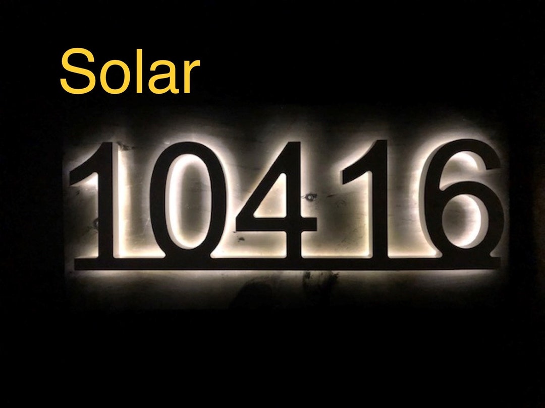 Solar Powered LED Backlit House Number, Light up House Numbers, Address ...