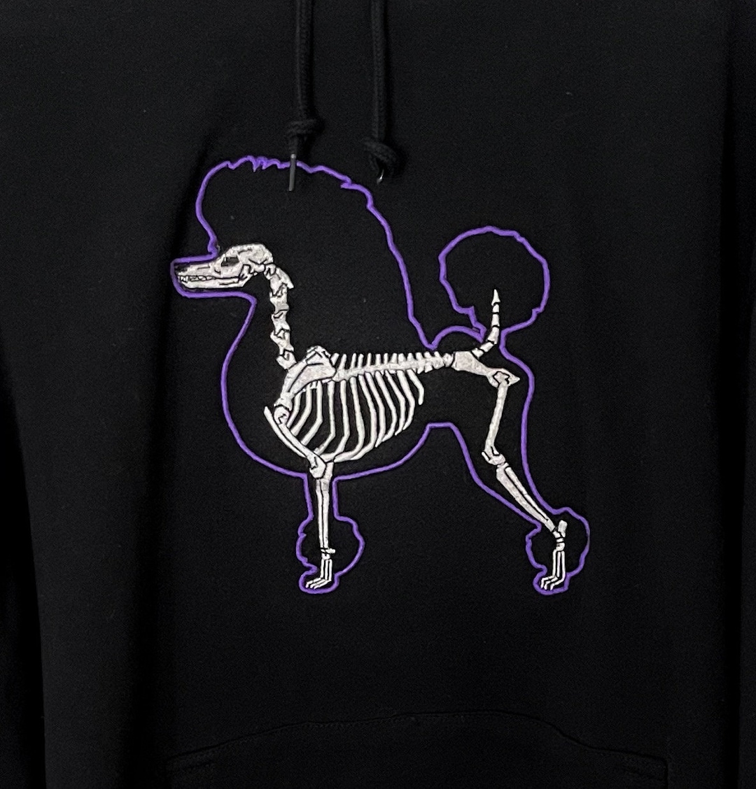 Embroidered Poodle Skeleton - Glow-in-the-dark Hoodie - Etsy