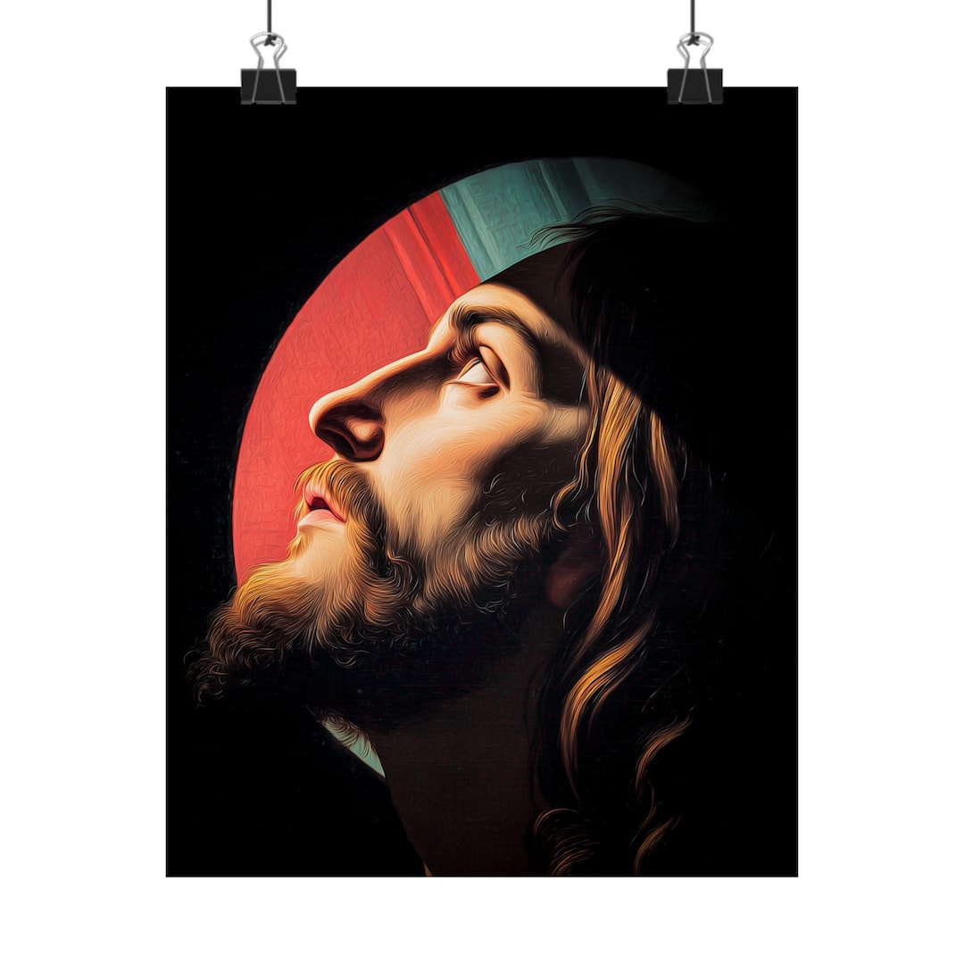 Jesus Profile Portrait Matte Vertical Poster | Religious Wall Art ...