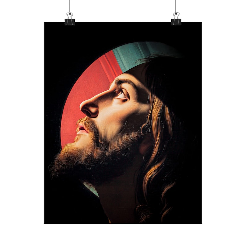 Jesus Profile Portrait Matte Vertical Poster | Religious Wall Art ...