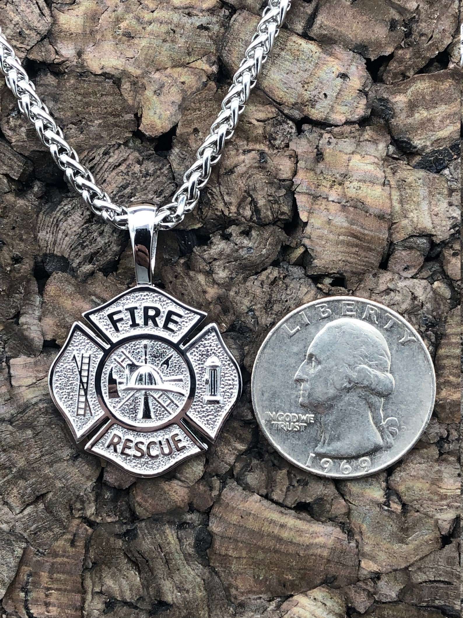 Firefighter Pendant Necklace Fire Rescue Pendant Firefighter - Etsy