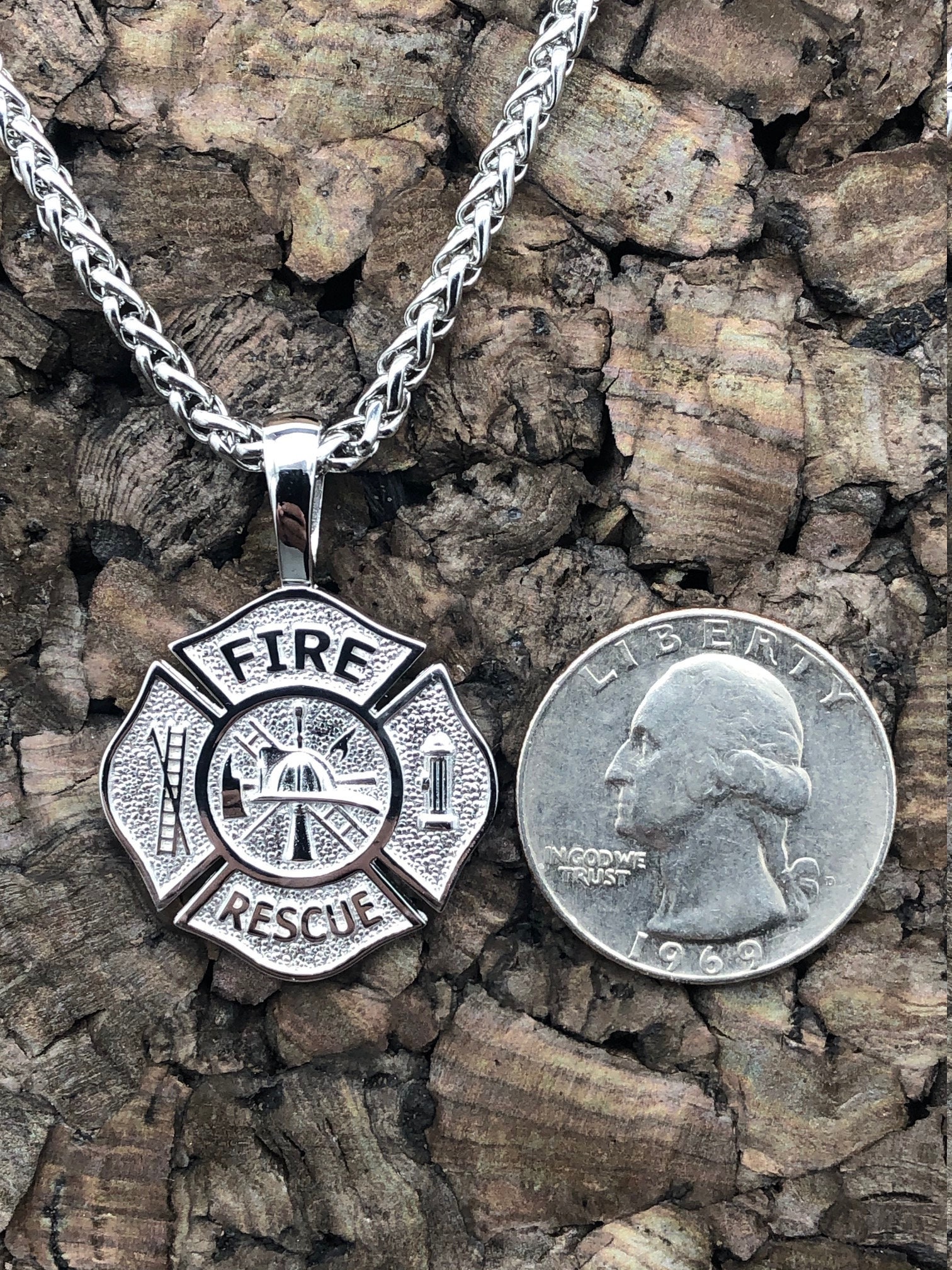 Firefighter Pendant Necklace Fire Rescue Pendant Firefighter - Etsy