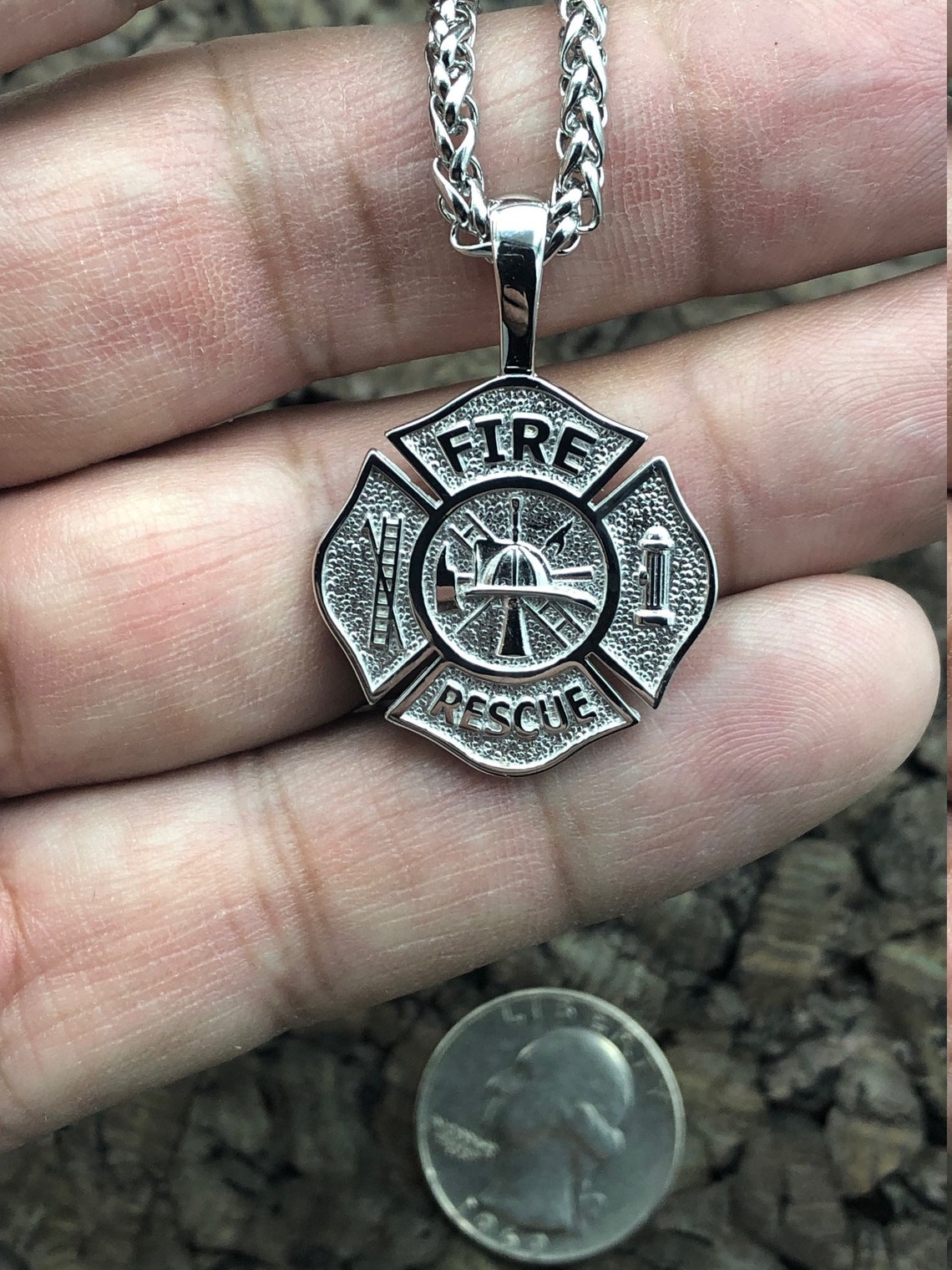 Firefighter Pendant Necklace Fire Rescue Pendant Firefighter - Etsy