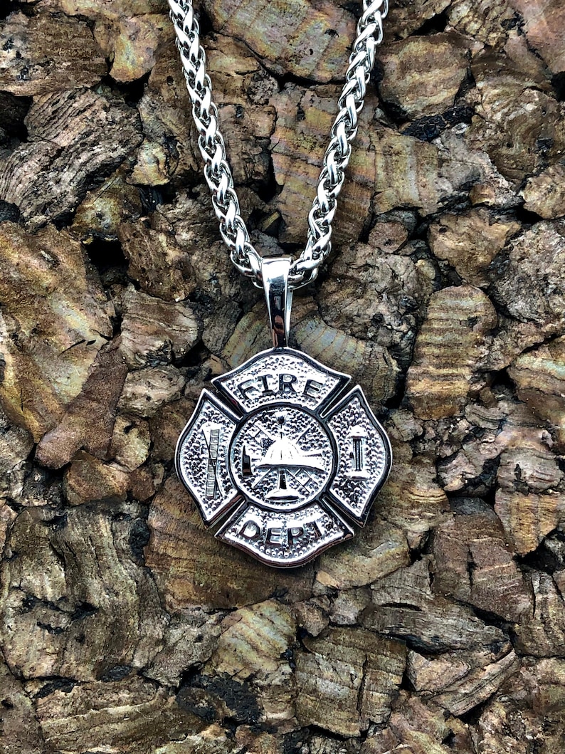 Firefighter Fire Dept Pendant in Sterling Silver With 24 Stainless ...