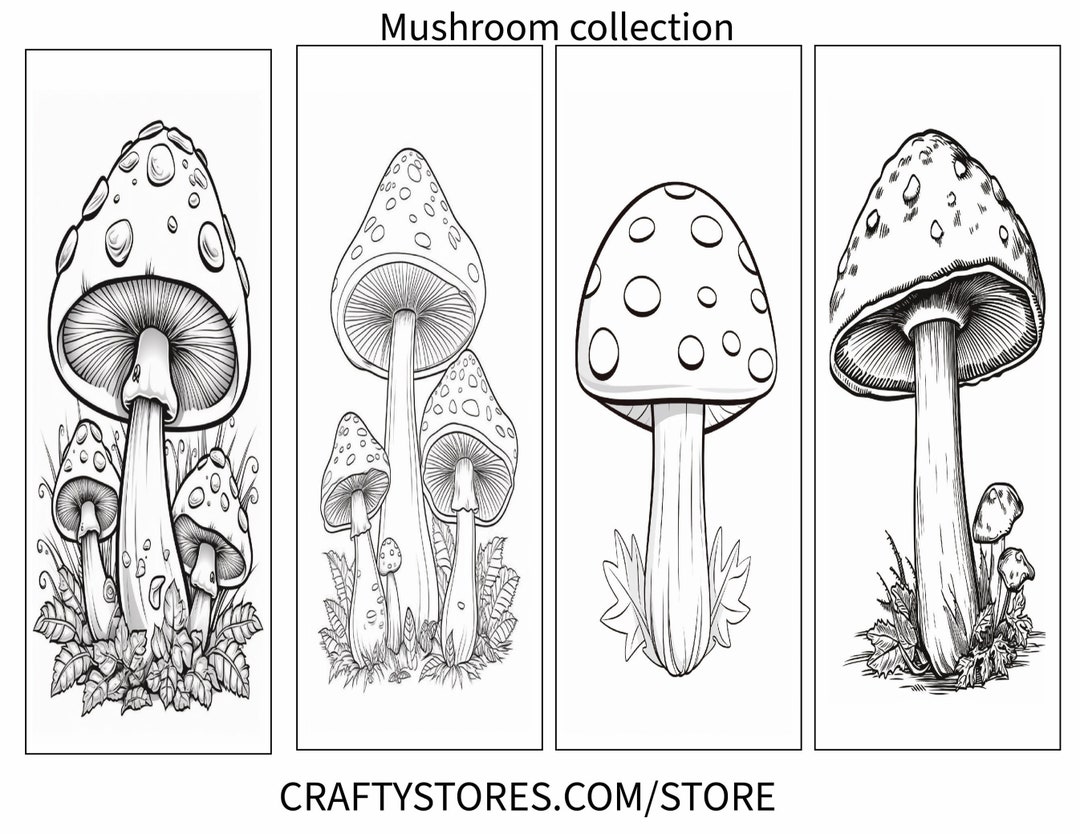 Mushroom Coloring Bookmark Instant Download. Hippy Bookmark for Those ...
