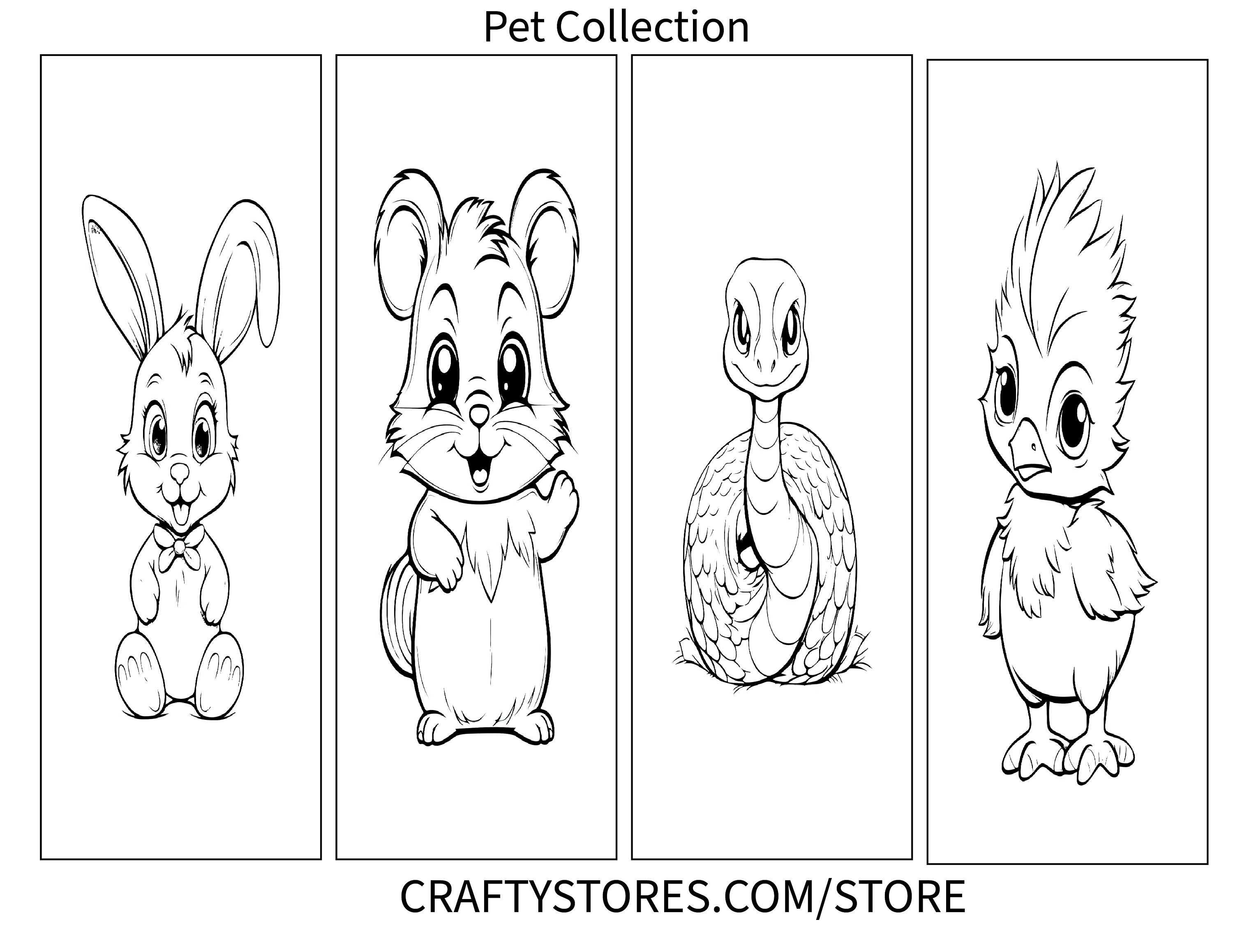 Pet Coloring Bookmark Instant Download. We All Love Our Pet Family ...
