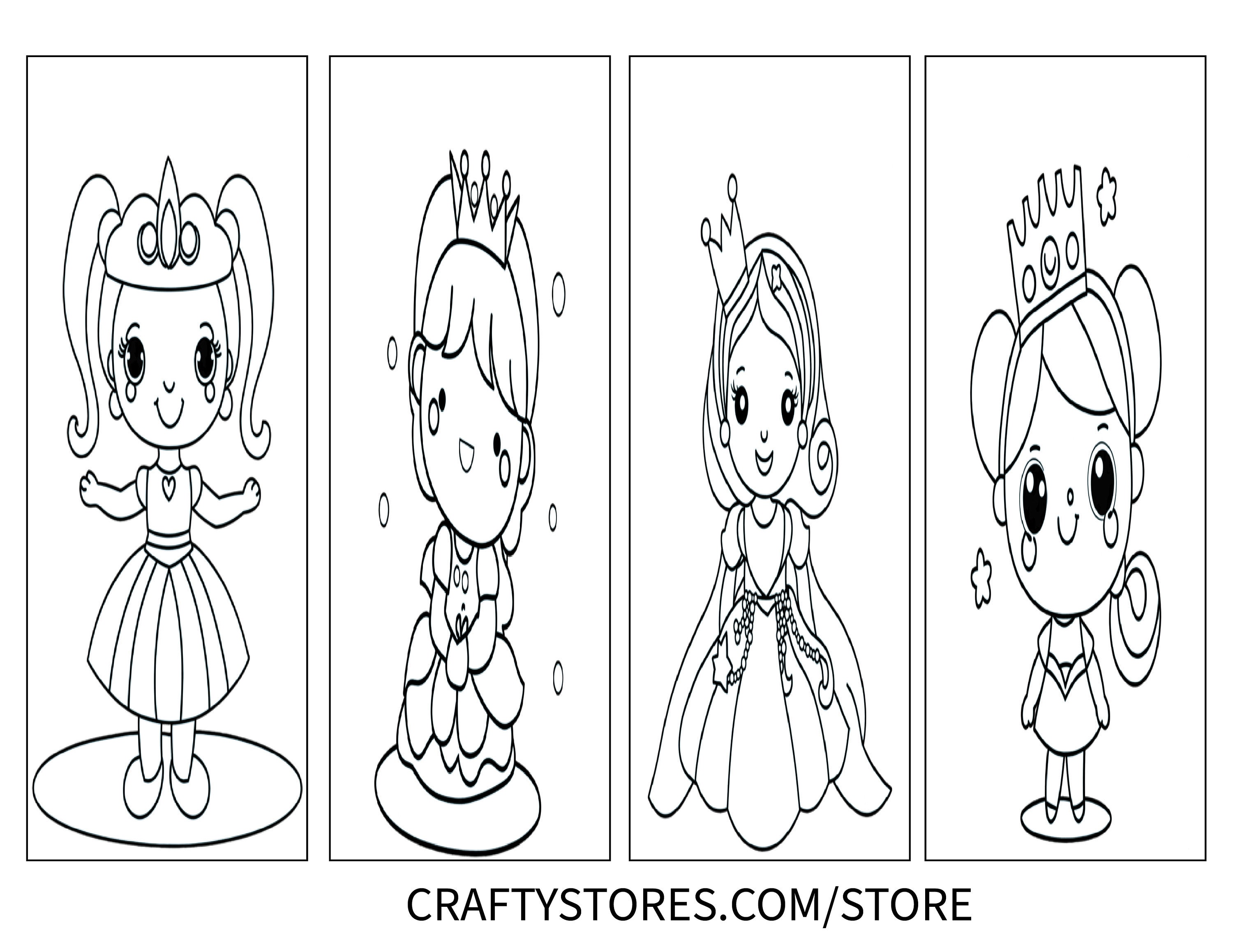 Princess Coloring Book Mark Instant Download. 8 Beauties to Color and ...