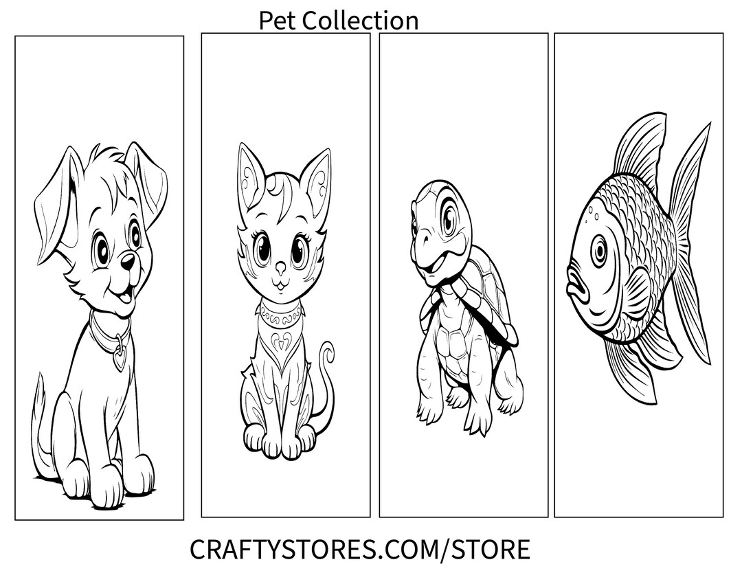 Pet Coloring Bookmark for Kids Project. Paper Craft, Kit Includes ...