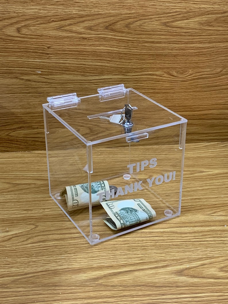 Acrylic Donation Box With Cam Lock . Tips Acrylic Box - Etsy
