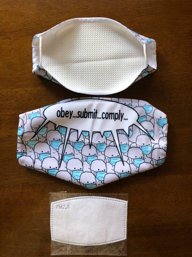 Obey. Submit. Comply. NPC Sublimation Face Mask, 7 Layers Face Mask, 5 ...