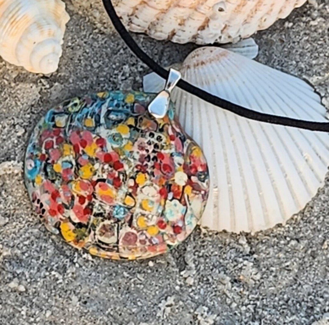 Hand Painted Shell Necklace Wearable Art Beach Jewelry Painted Natural ...