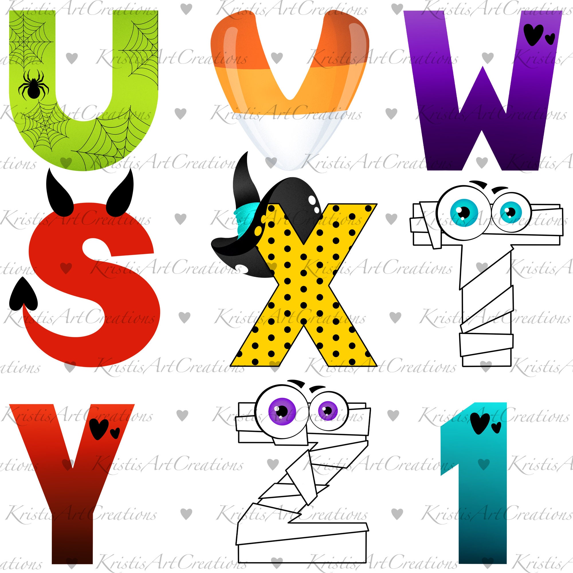 Halloween Alphabet Clipart, Halloween Numbers Clipart, Halloween ...