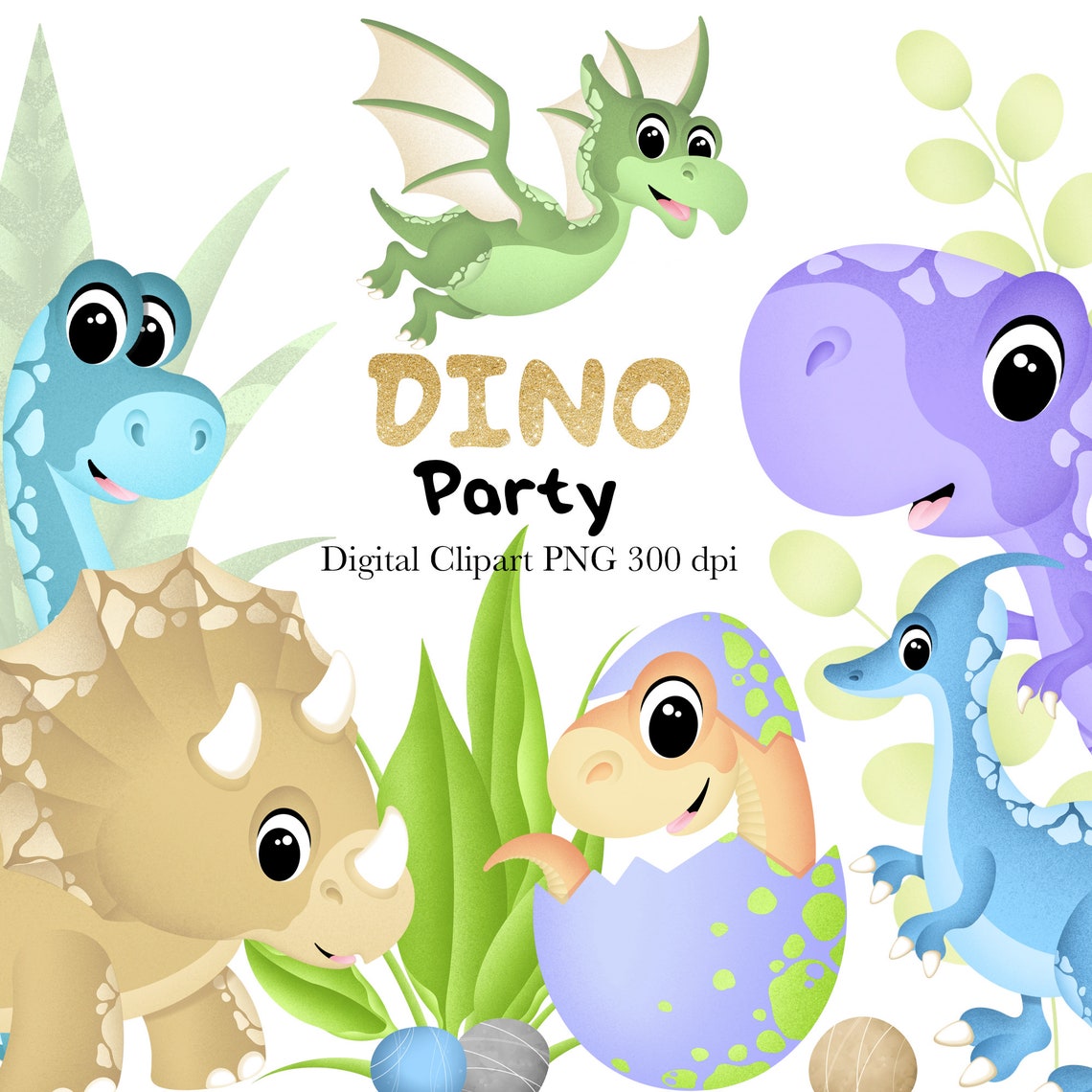 Dinosaur Clipart, Dino Clipart, Dino Party Clipart, 1st Birthday ...
