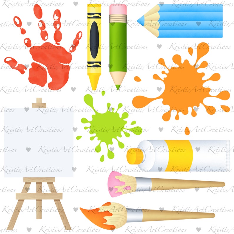 Art Class Clipart, Back to School Clipart, Drawing Suplies, Multicolor ...