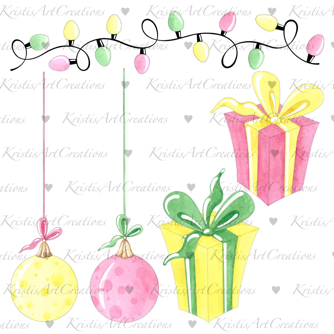 Christmas Watercolor Clipart, Watercolor Christmas Clipart, Watercolor ...