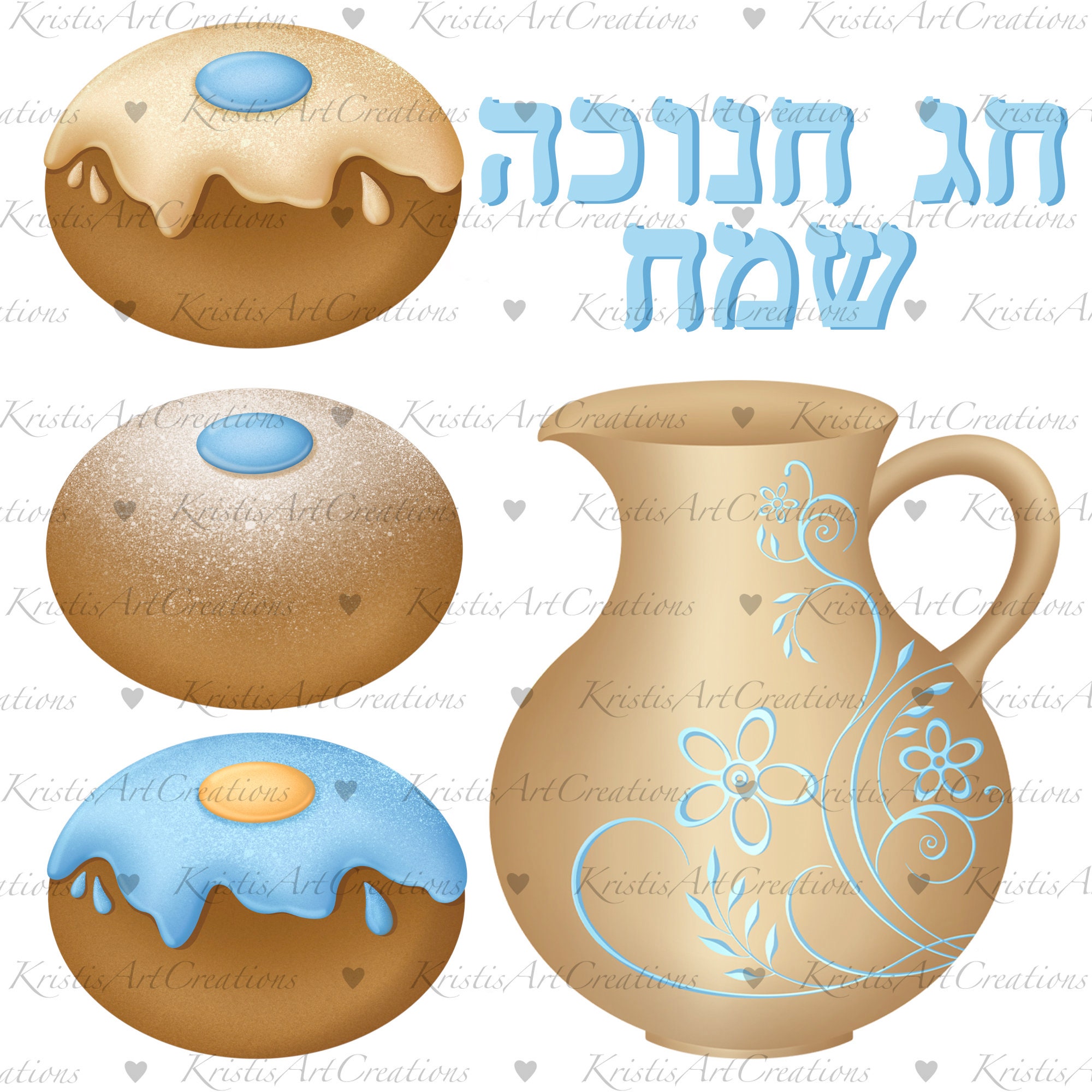 Happy Hanukkah Clipart, Blue Clipart, Happy Hanukkah Digital Clipart ...