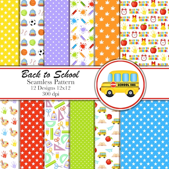 Back to School Seamless Patterns Back to School Print Digital - Etsy
