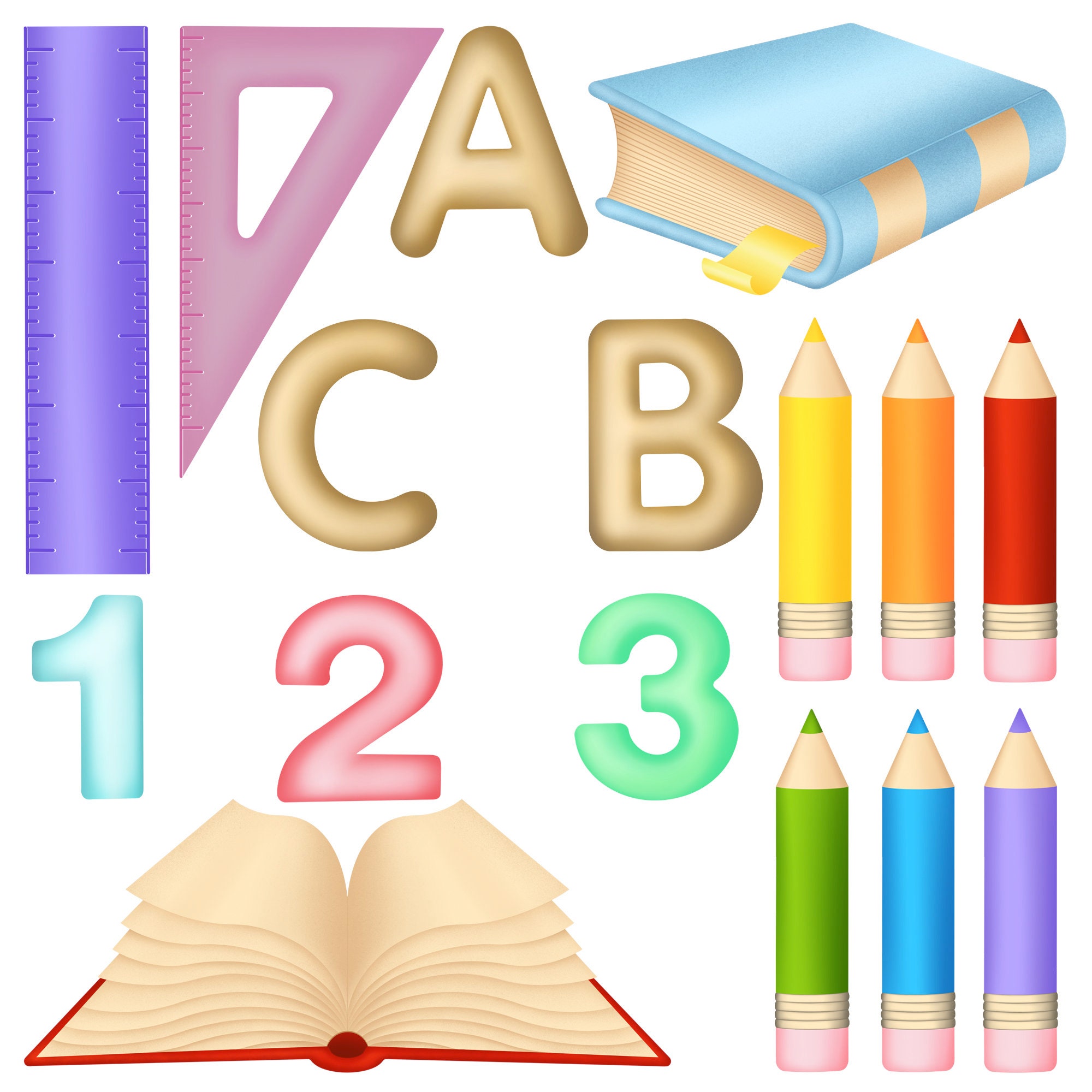 Back to School Clipart, School Clipart, Clipart, Digital Clipart, Books ...