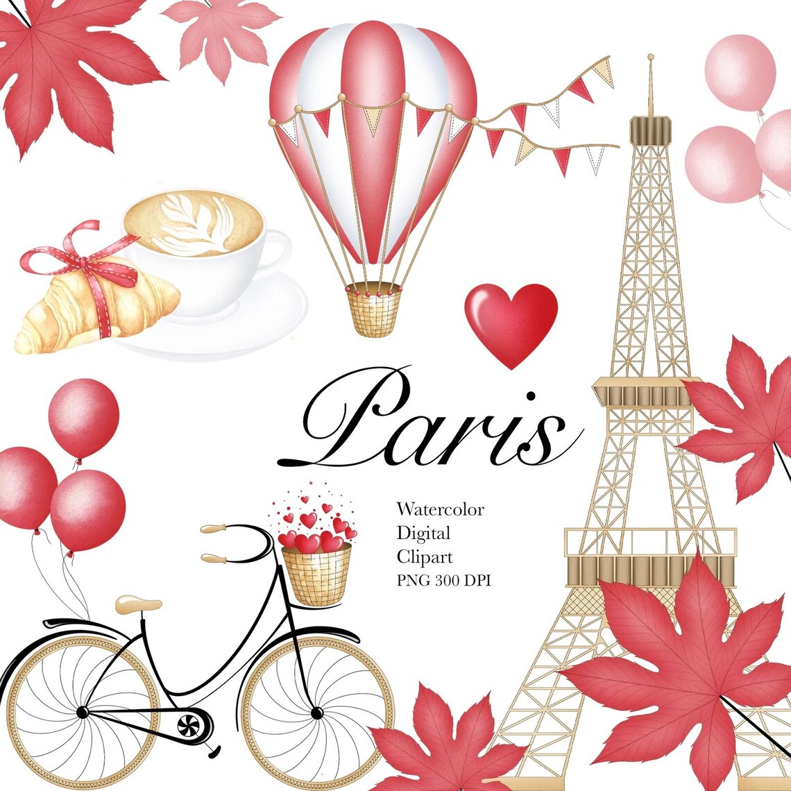 Watercolor Paris Clipart Romantic Watercolor Clipart - Etsy