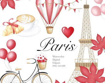 Pink Coffee Shop Clipart, Paris Cafe Clip Art, Png. Digital Watercolor ...