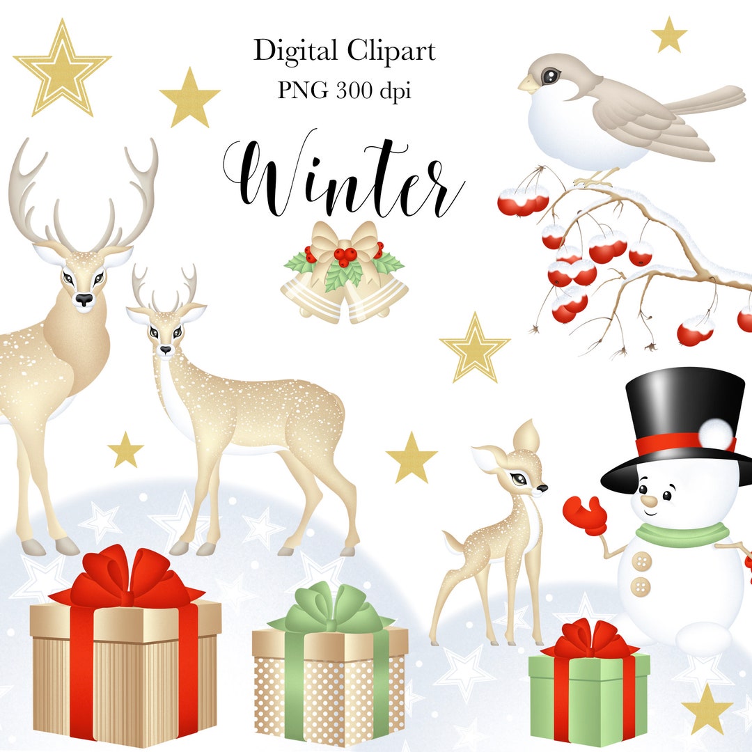 Winter Digital Clipart, Christmas, Merry Christmas, Happy New Year ...