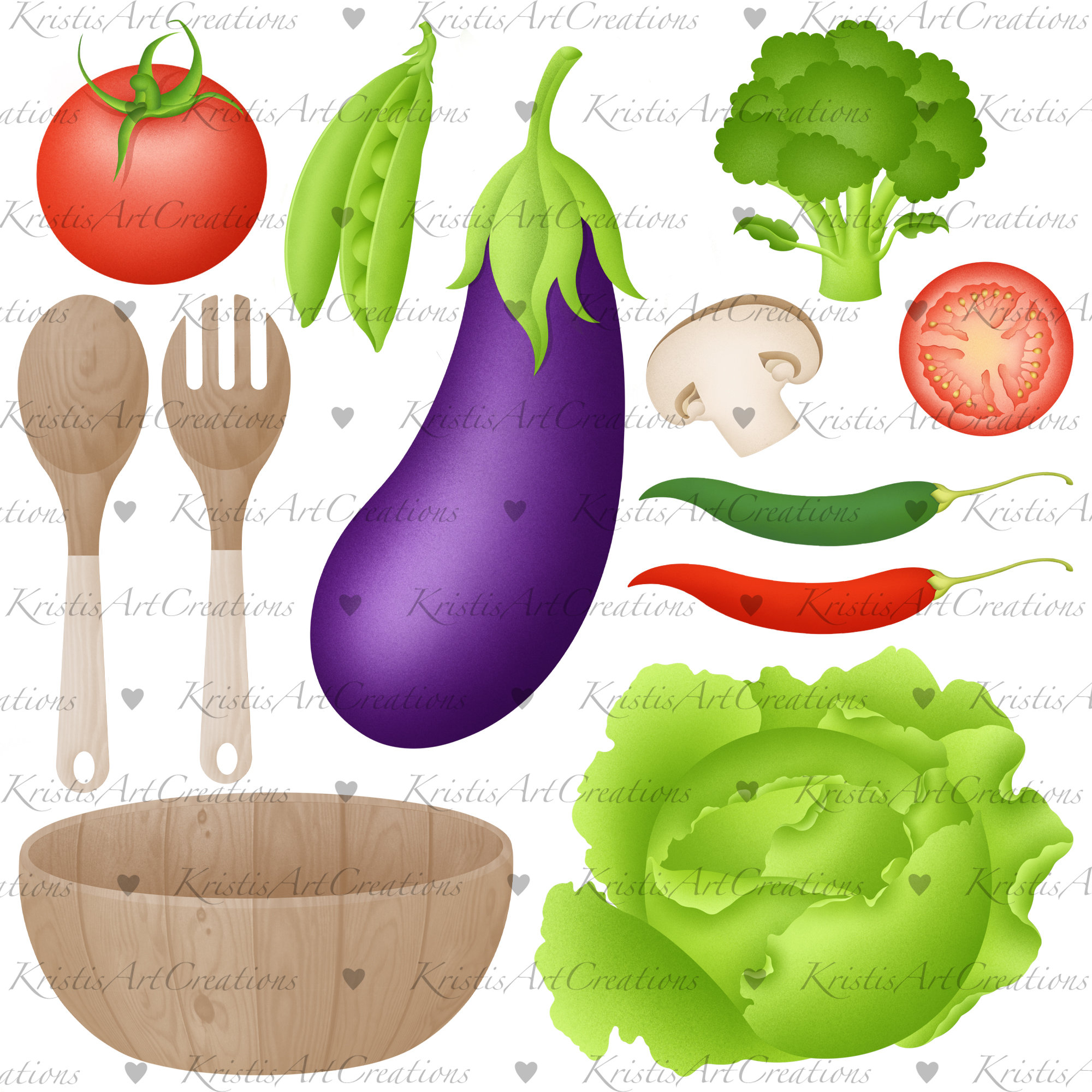 Vegetables Clipart, Food Clipart, Multicolor Clipart, Salad Clipart ...