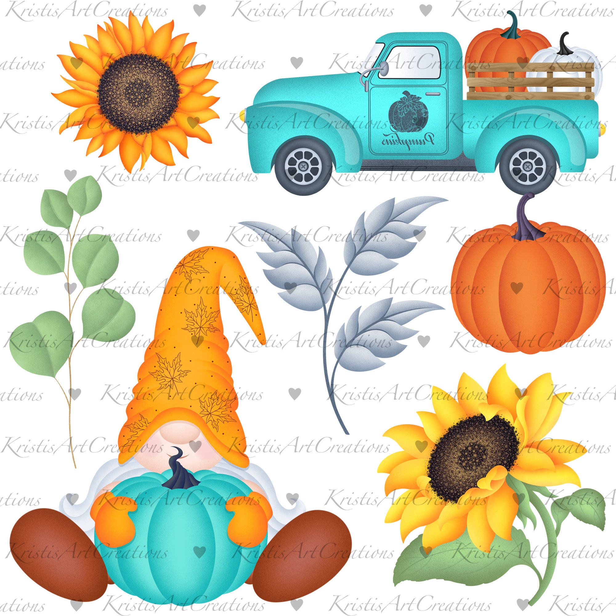 Fall & Pumpkins Clipart Autumn Gnomes Fall Leaves - Etsy