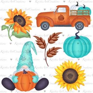 Fall & Pumpkins Clipart, Autumn, Gnomes, Fall Leaves, Sunflowers,fall ...