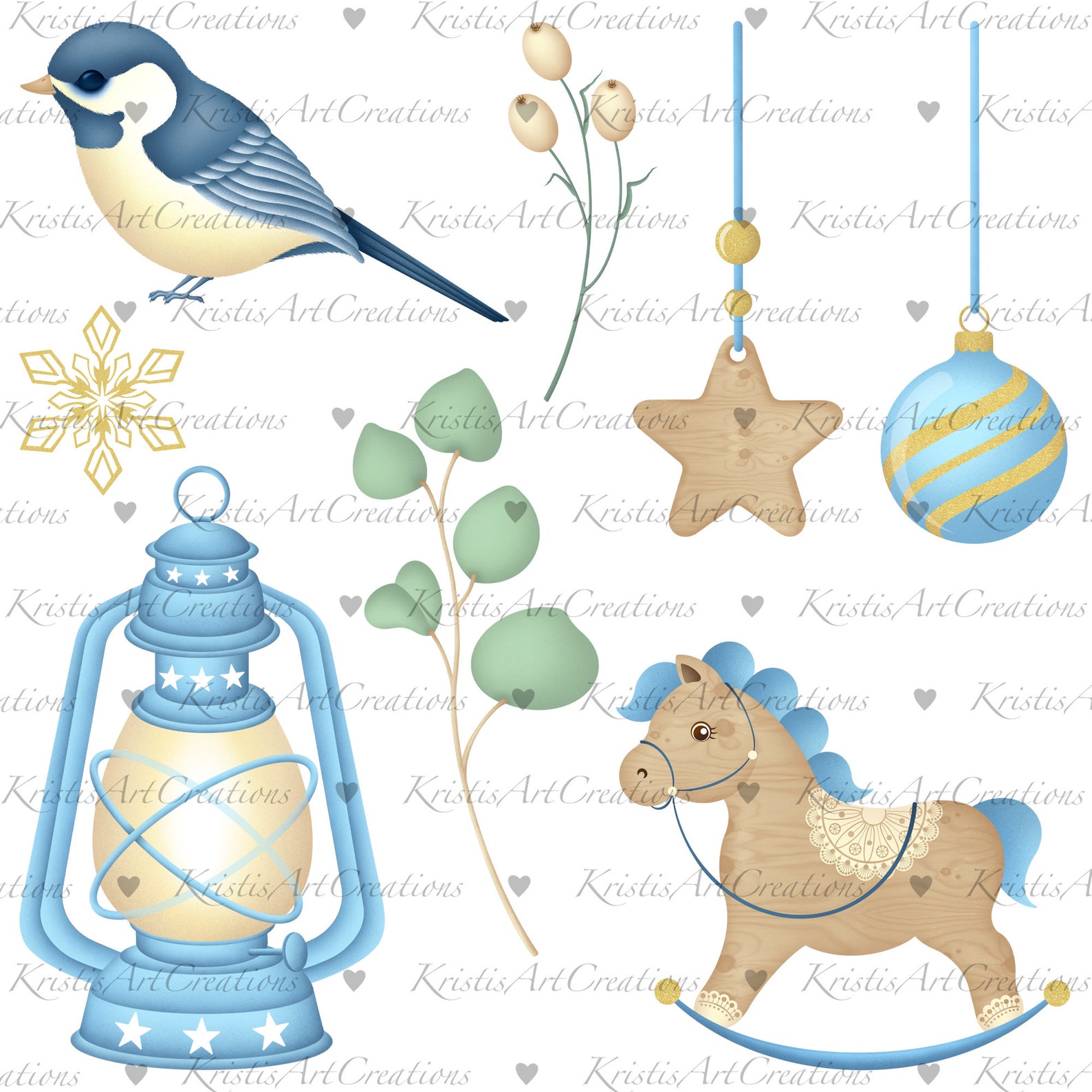 Christmas Clipart Blue Christmas Clipart Merry Christmas - Etsy