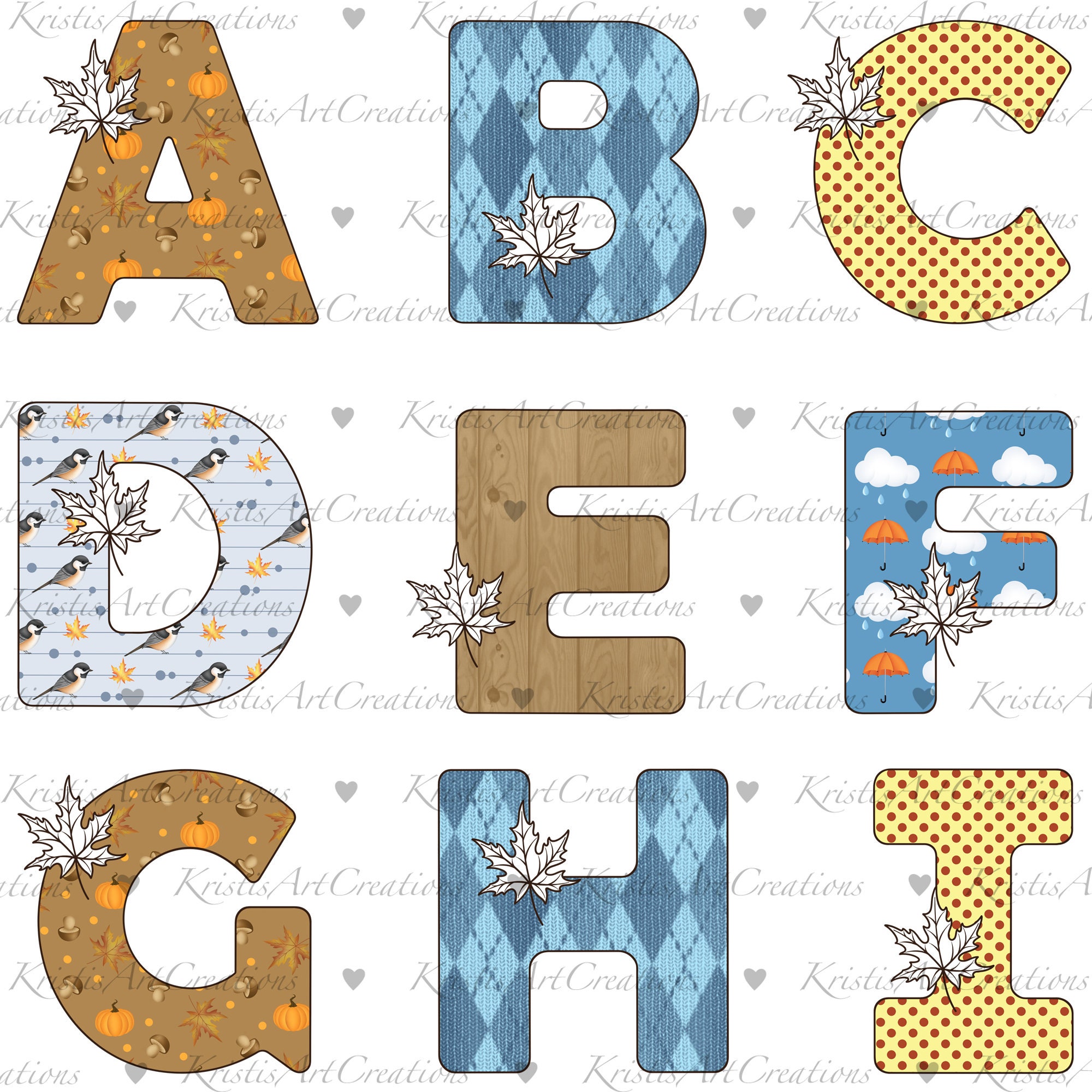 Autumn Alphabet Clipart, Fall Alphabet Clipart, Letters, Numbers, Fall ...