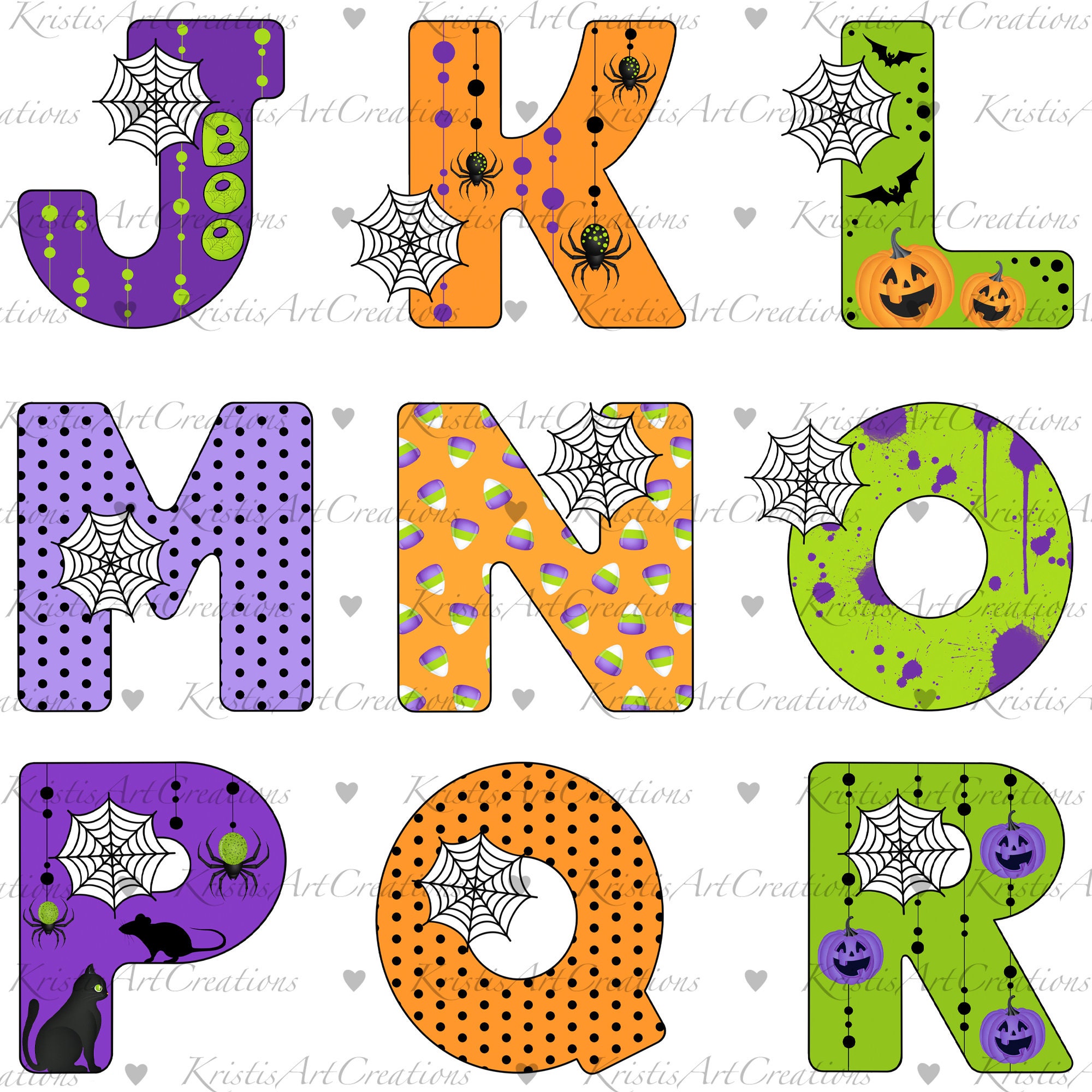 Halloween Alphabet Clipart, Halloween Numbers Clipart, Halloween ...