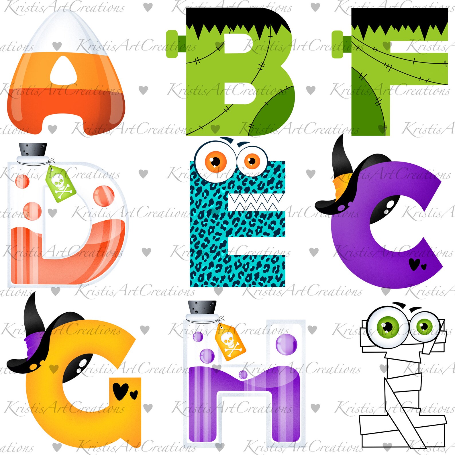 Halloween Alphabet Clipart, Halloween Numbers Clipart, Halloween ...