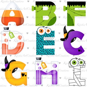 Halloween Alphabet Clipart, Halloween Numbers Clipart, Halloween ...