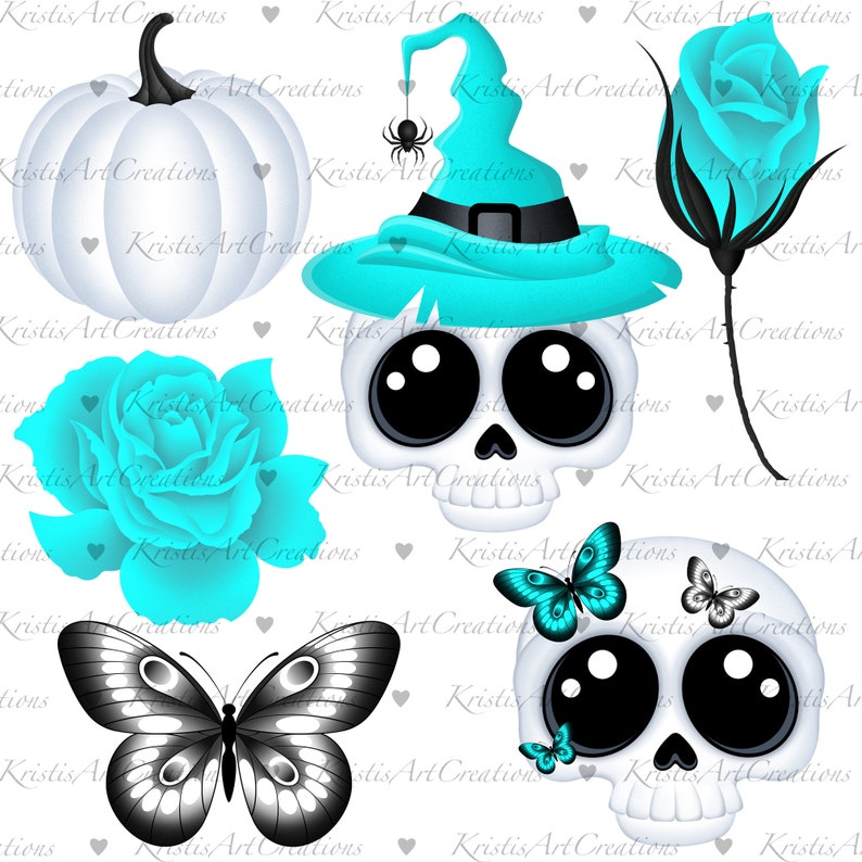 Cute Halloween Clipart Cute Scull Clipart Halloween Clipart - Etsy