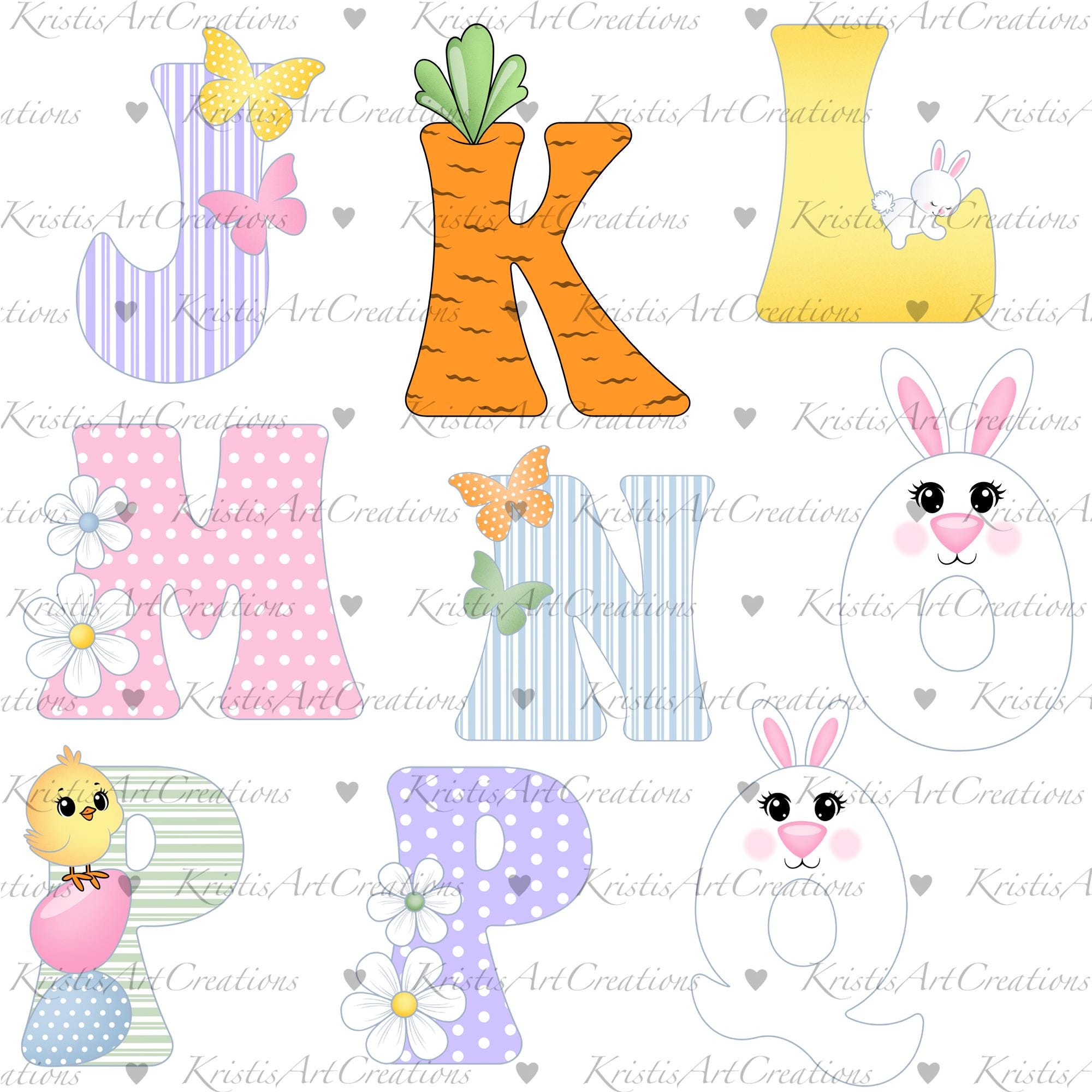 Easter Alphabet Clipart, Easter Numbers Clipart, Easter, Letters ...