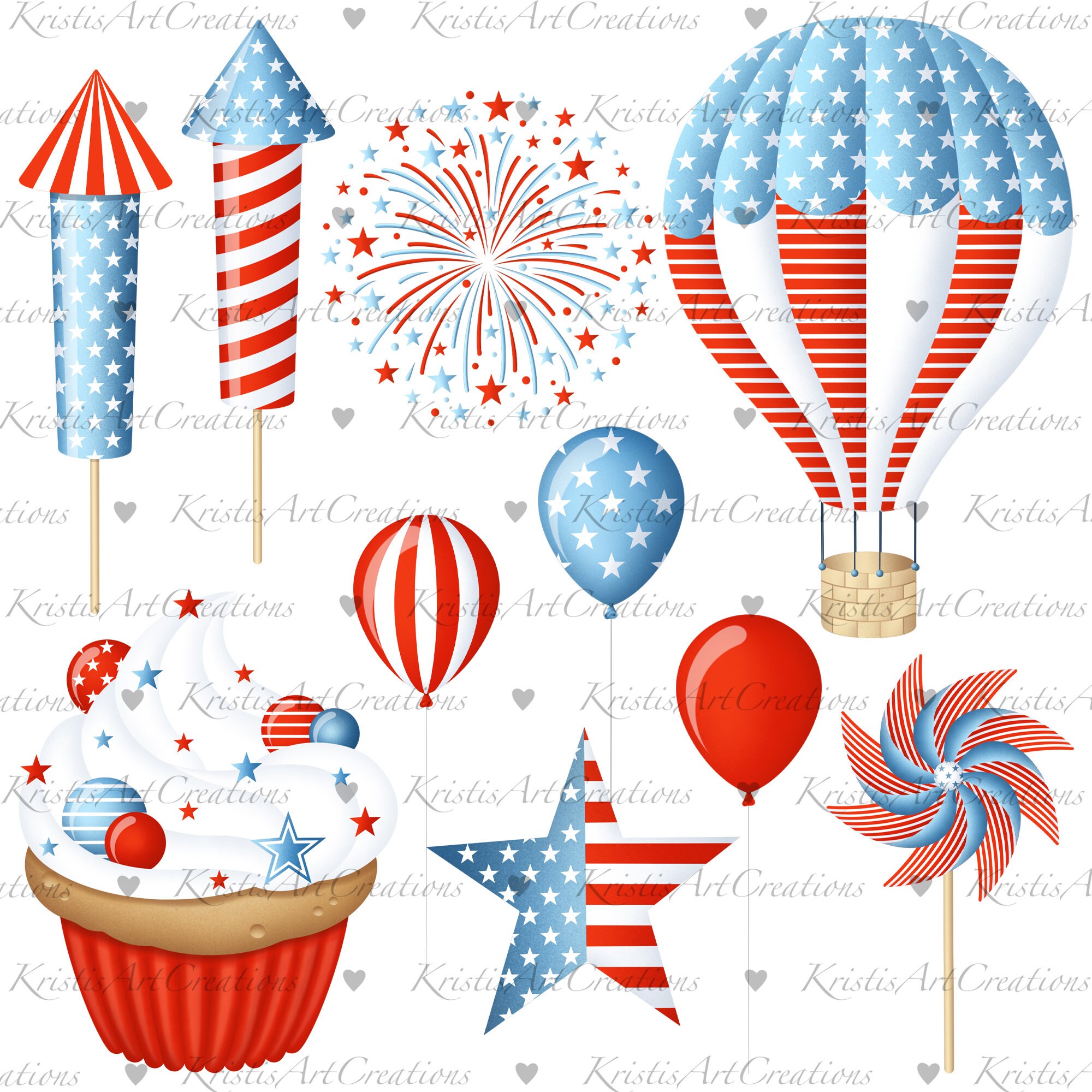 Independence Day Clipart, 4th of July Clipart, USA Clipart, American ...