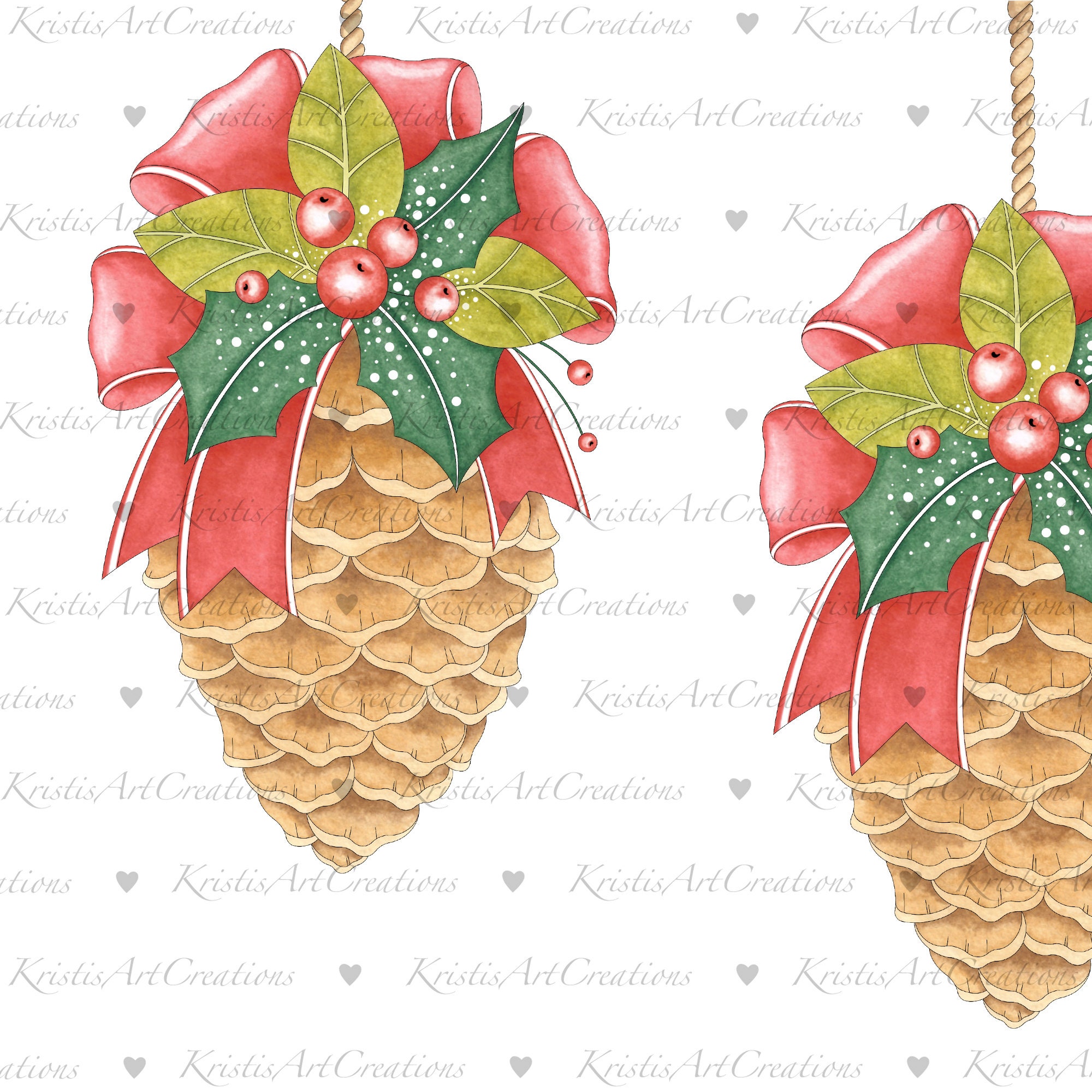 Watercolor Christmas Clipart Christmas Watercolor Clipart | Etsy