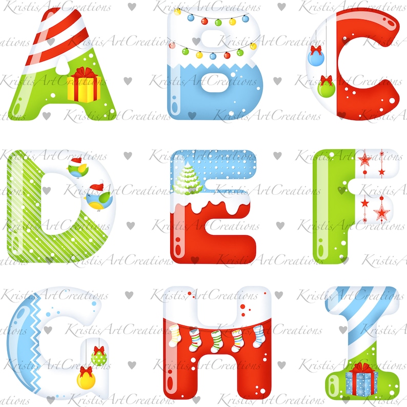 Christmas Alphabet, Alphabet Clipart, Christmas, Letters, Numbers ...