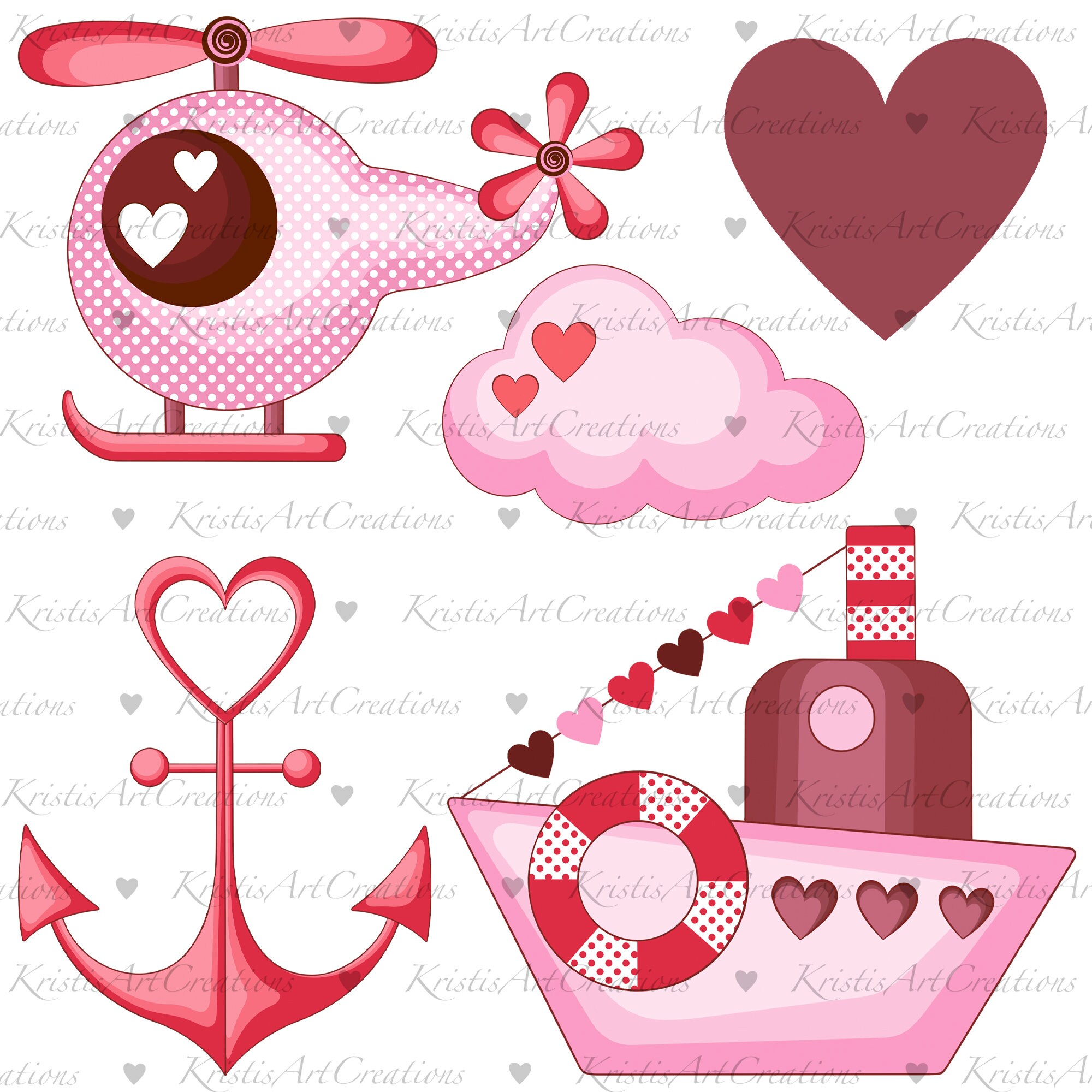 Valentine's Day Clipart, Valentines Day Transportation, Love Clipart ...