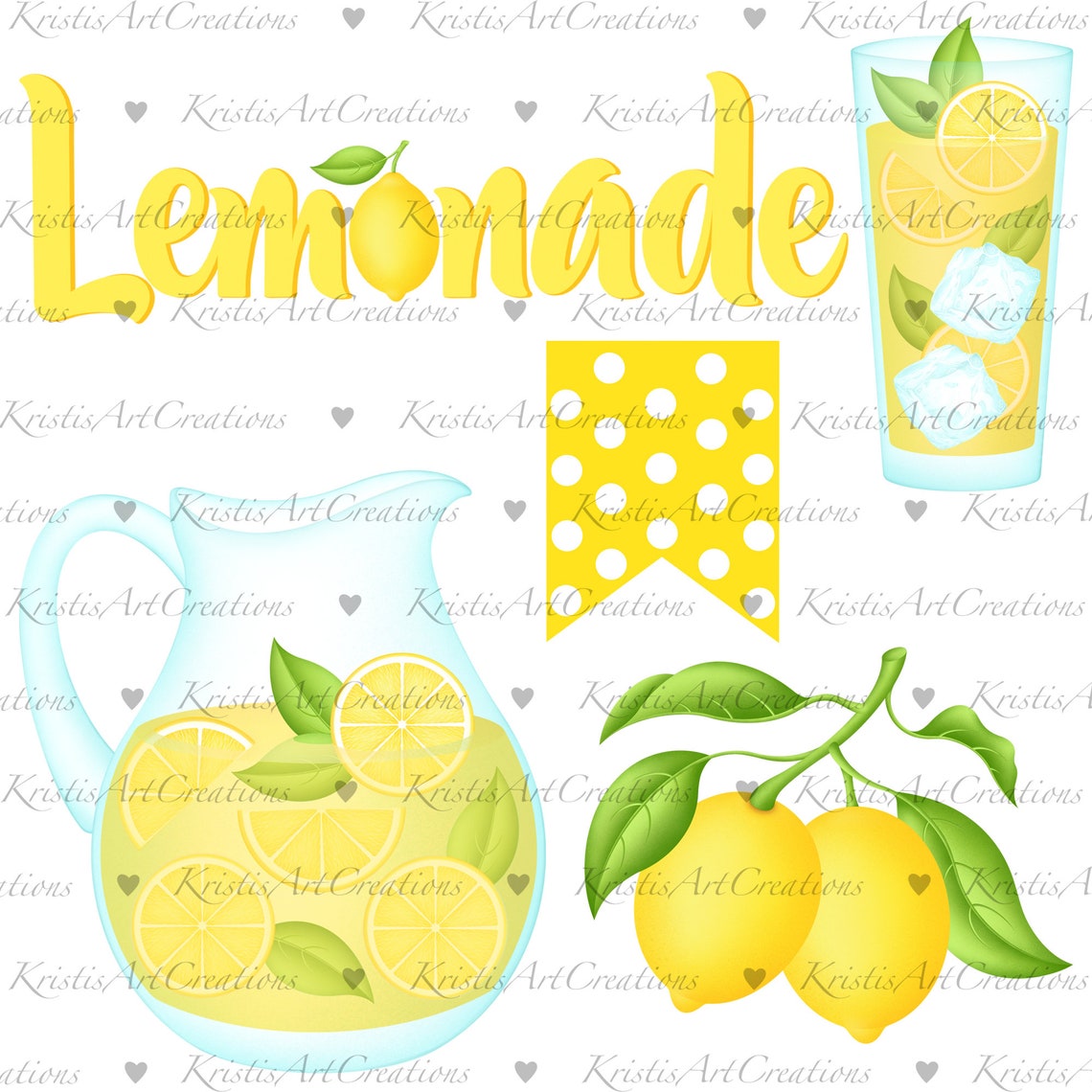 Lemonade Clipart, Lemon Clipart, Summer, Yellow Clipart, Summer Party ...