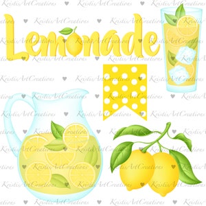 Lemonade Clipart, Lemon Clipart, Summer, Yellow Clipart, Summer Party ...