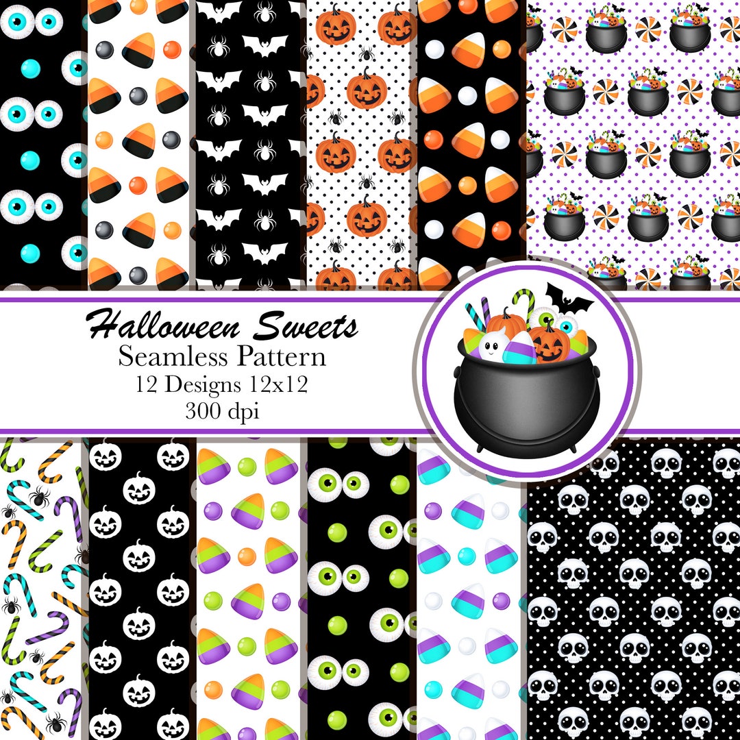 Halloween Sweets Pattern, Halloween Pattern, Digital Candycorn Pattern ...