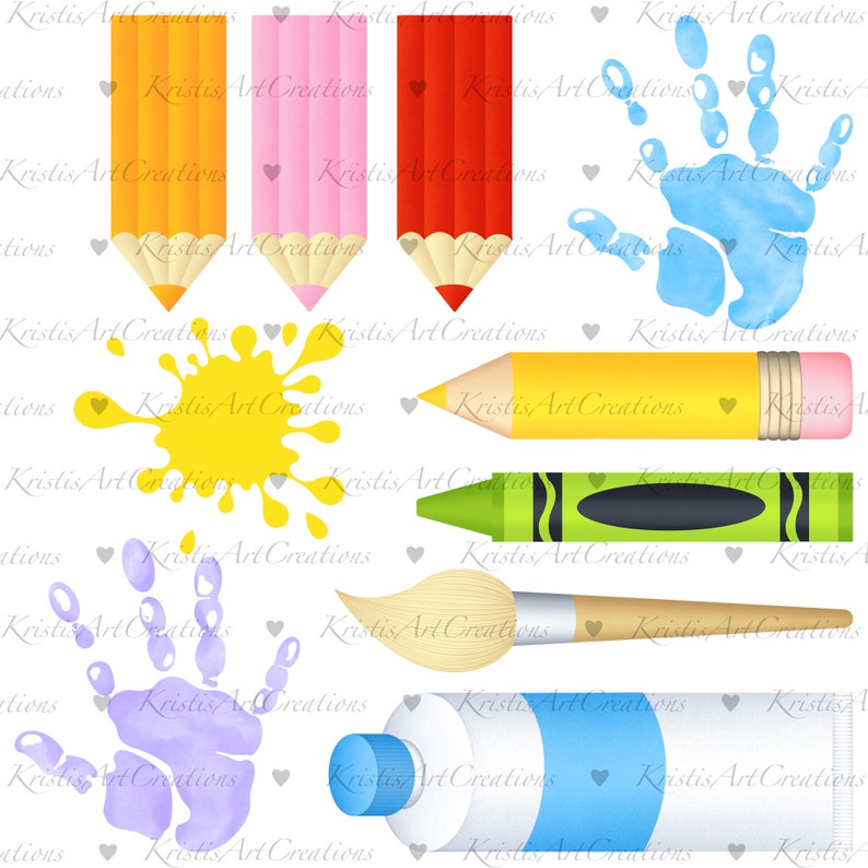Art Class Clipart, Back to School Clipart, Drawing Suplies, Multicolor ...
