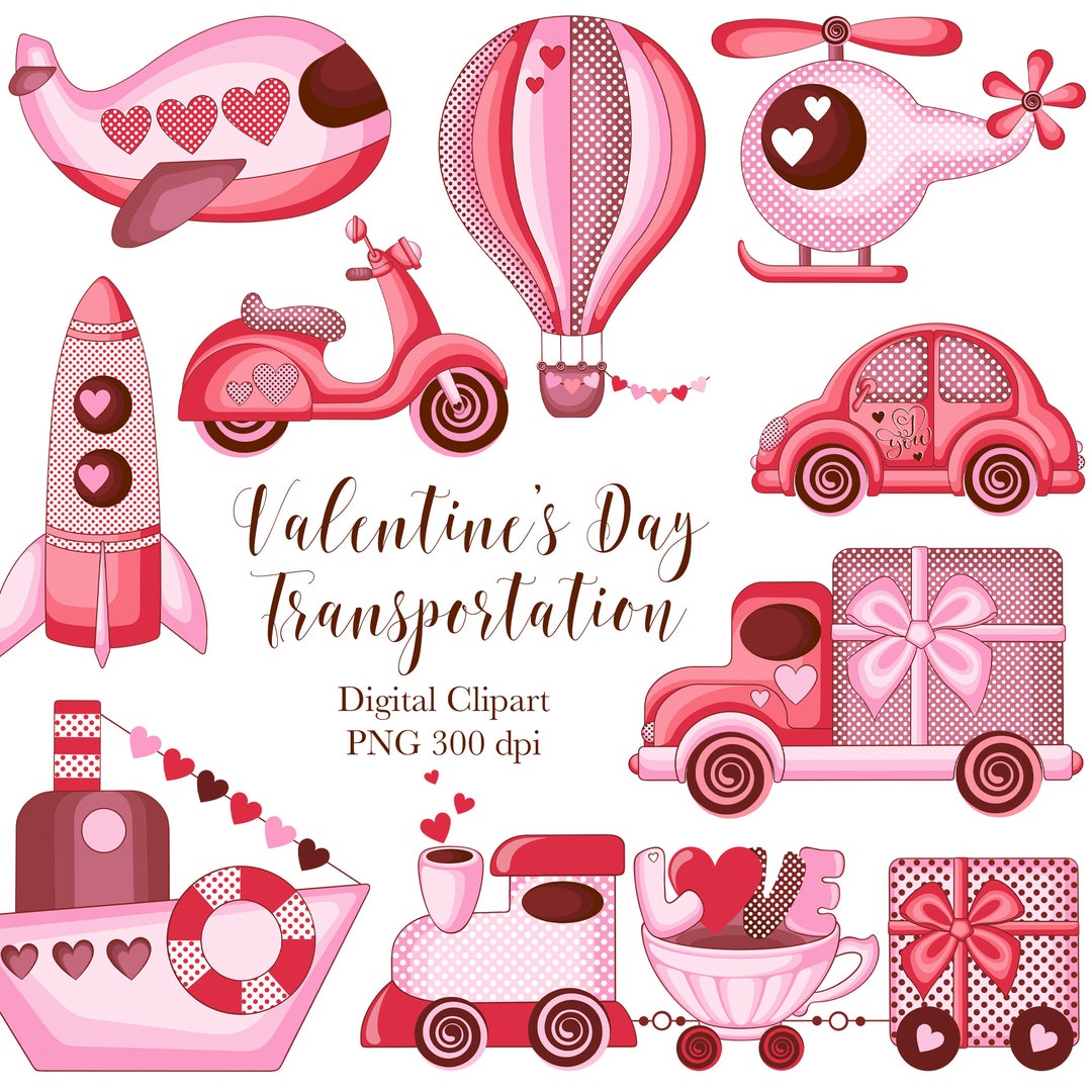 Valentine's Day Clipart, Valentines Day Transportation, Love Clipart ...