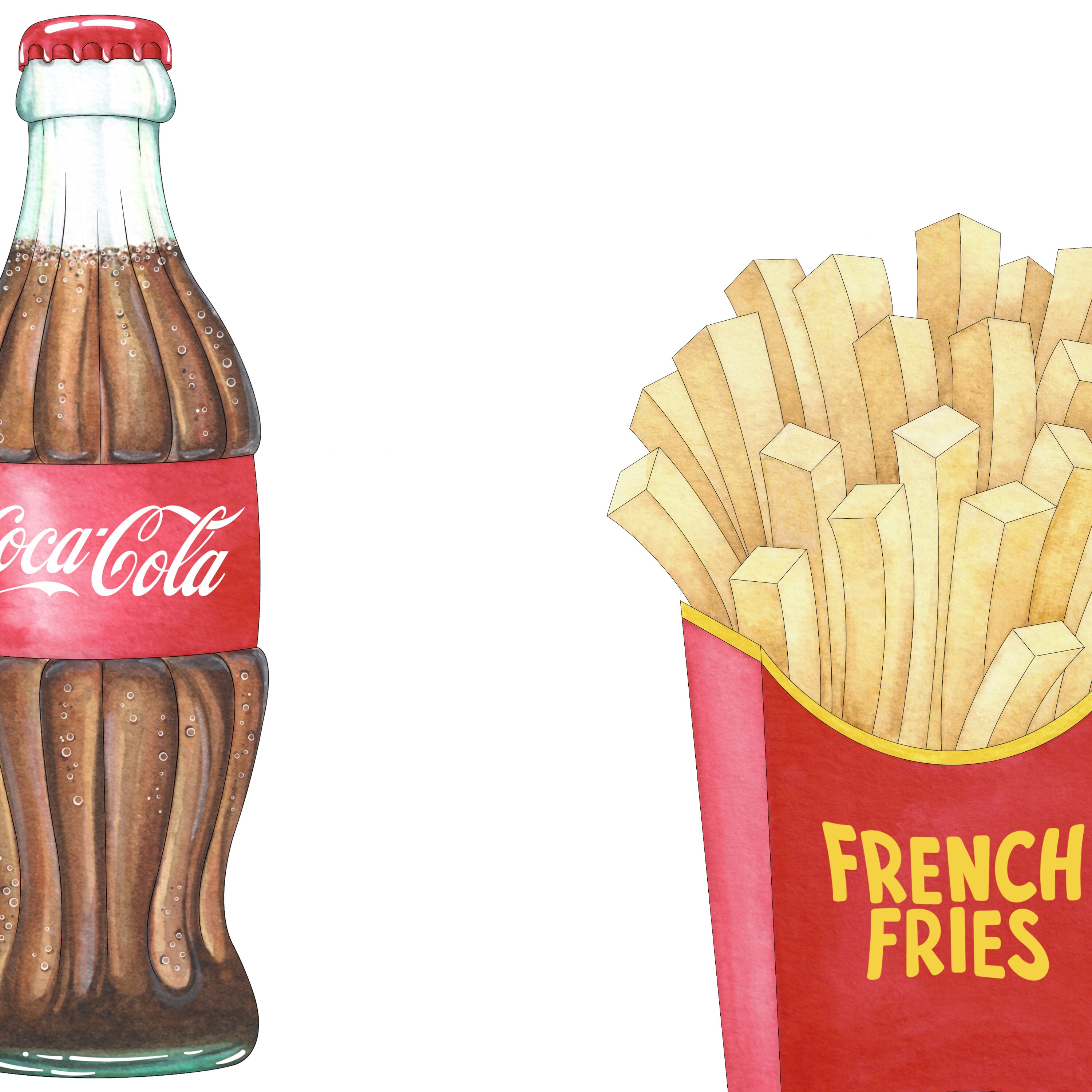 Watercolor Fast Food Clipart Sale Fast Food Clipart - Etsy