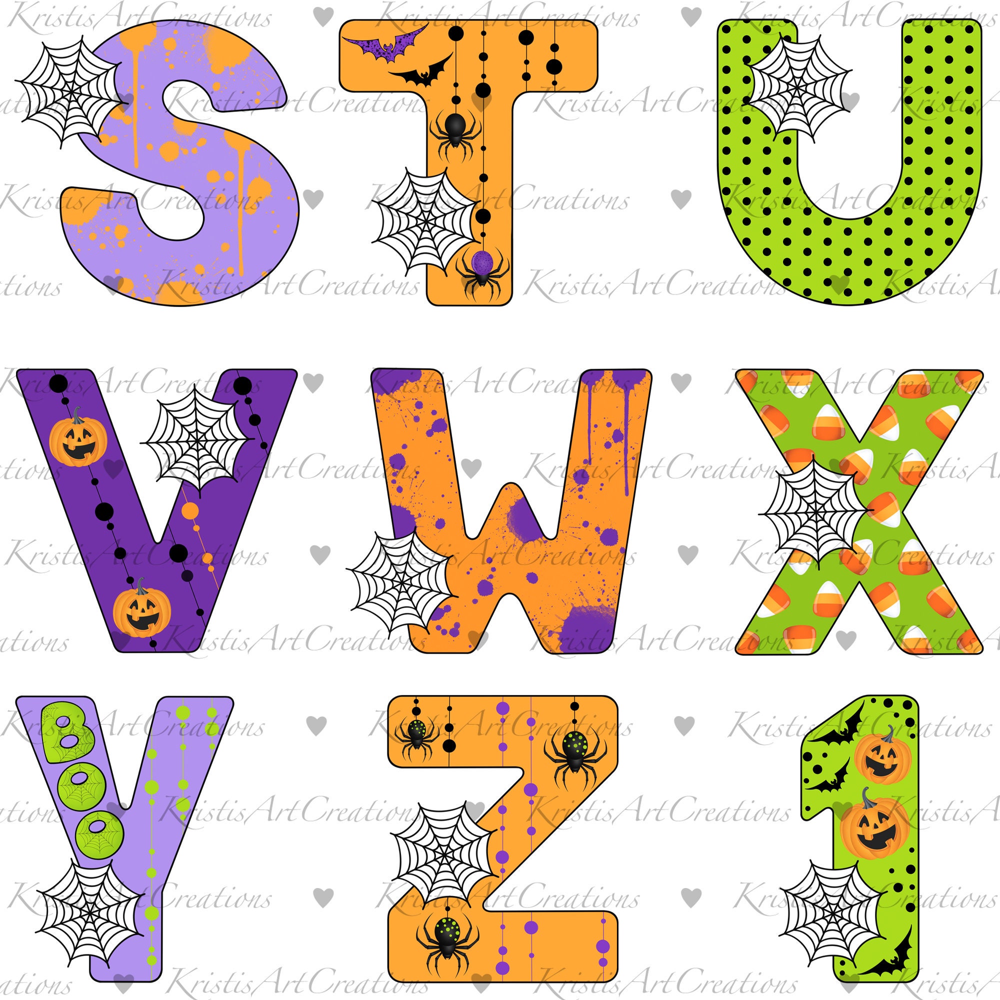 Halloween Alphabet Clipart, Halloween Numbers Clipart, Halloween ...