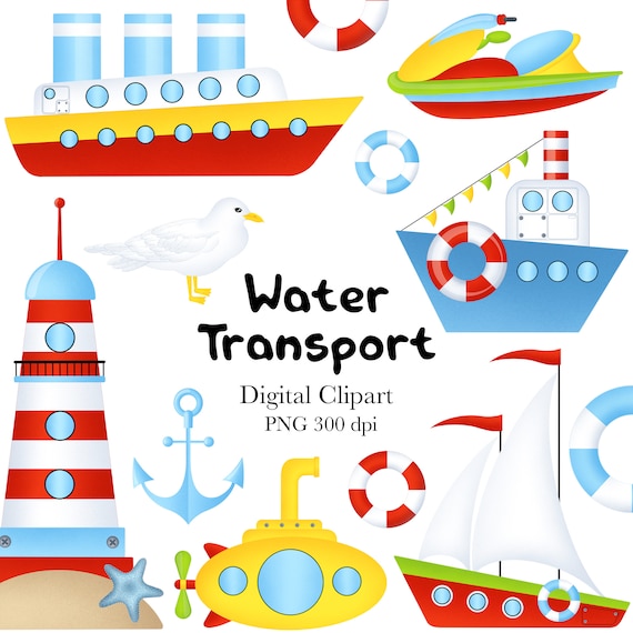 Water Transport Clipart Water Transportation Clipart | Etsy