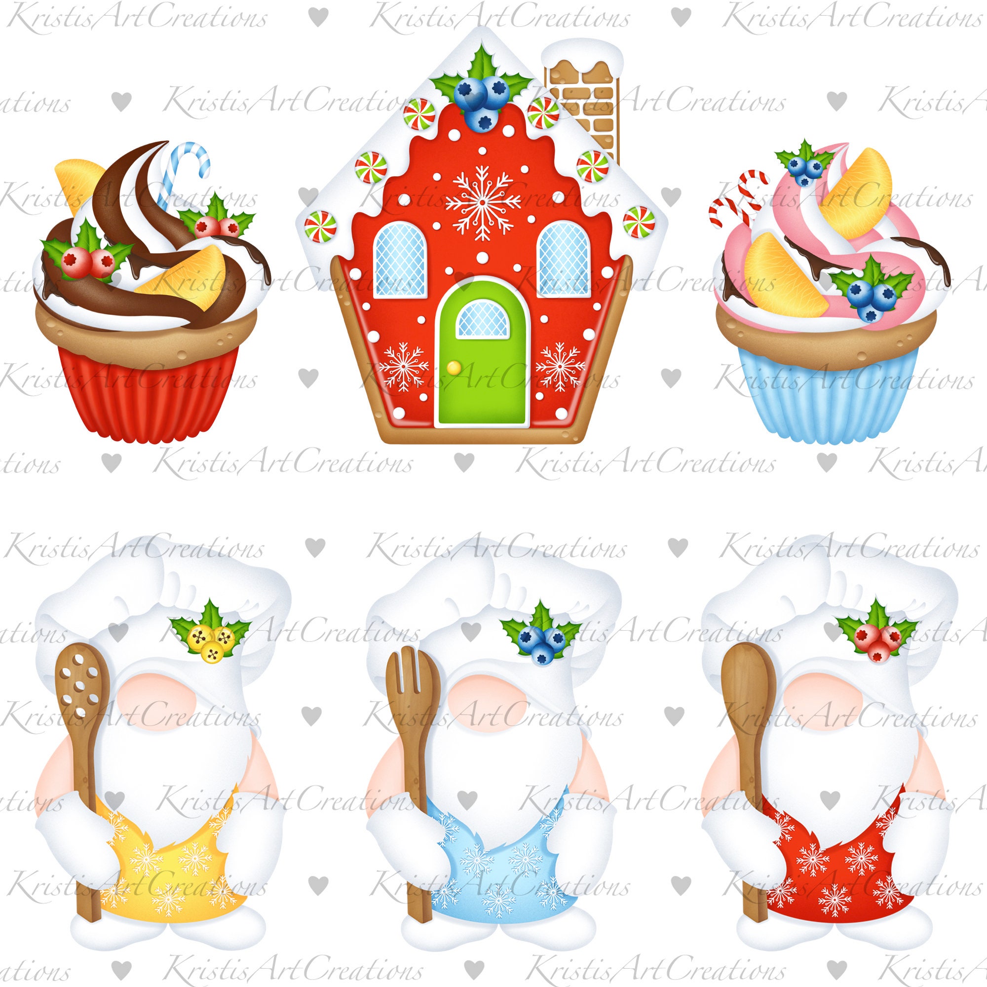 Christmas Sweets Clipart, Christmas Gnomes Clipart, Sweets Clipart, New ...
